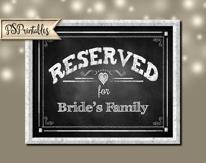 Reserved Sign | PRINTABLE & Editable Wedding Reserved Sign in a ...