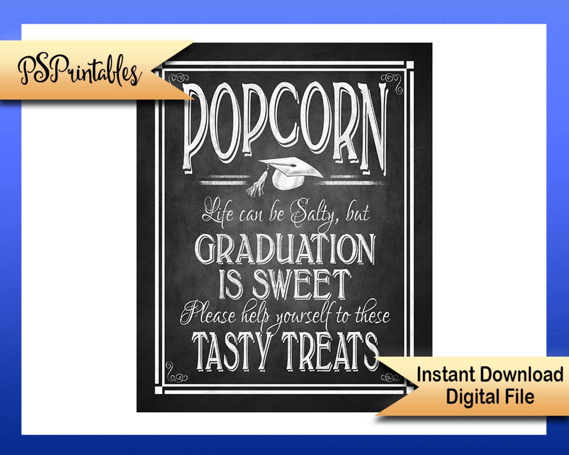 Printable Graduation is Sweet Sign Graduation Popcorn Sign - Etsy