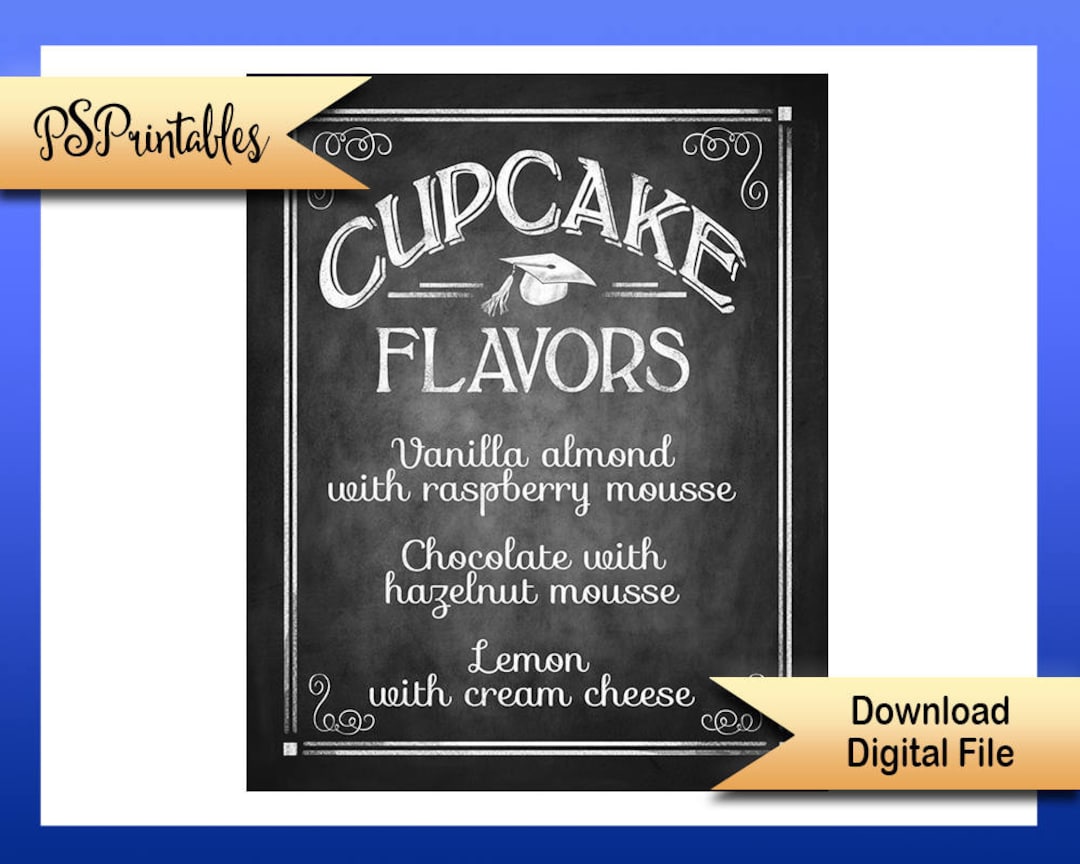 Printable Graduation Cupcake Sign, Personalized Grad Sign, Cupcake Sign ...