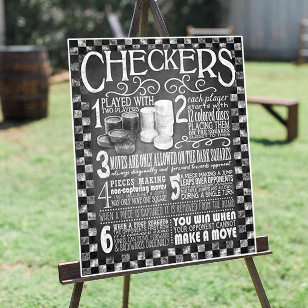 Checkers Yard Game Sign PRINTABLE Yard Games Poster, Chalkboard Party ...