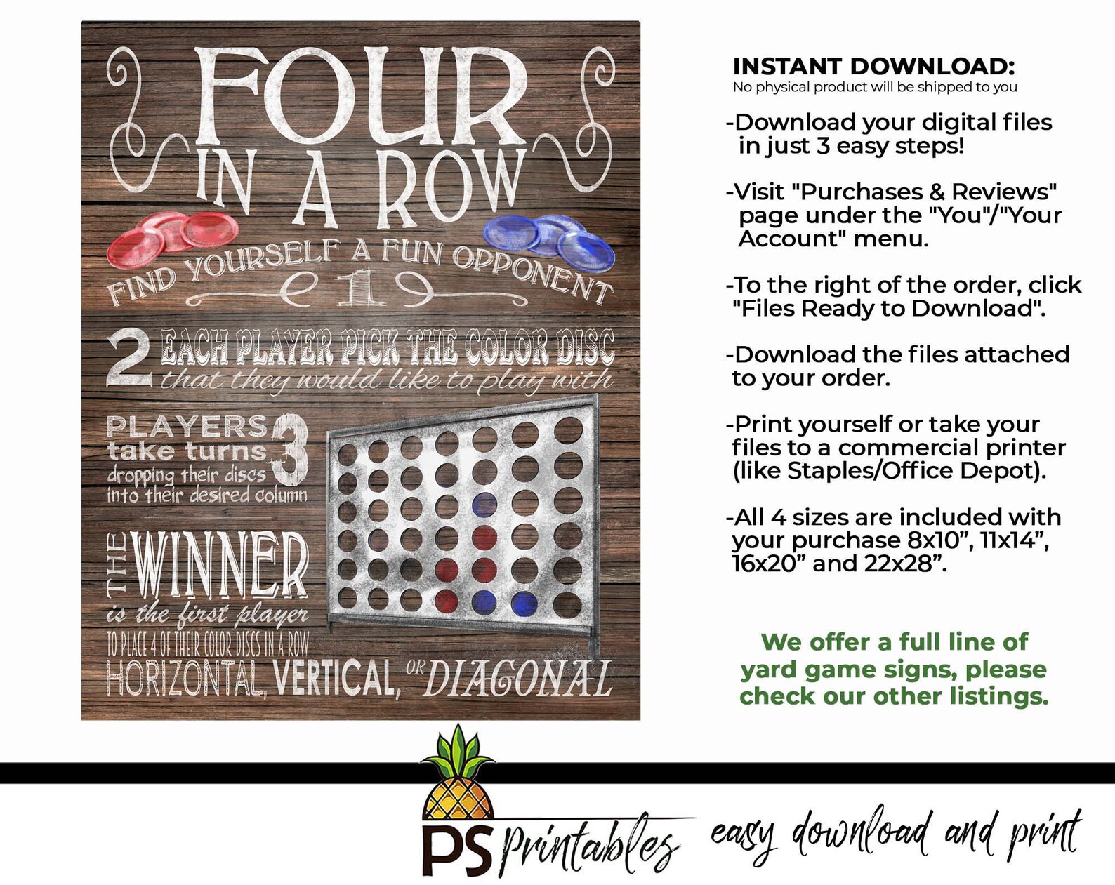 Yard Games for Weddings Sign PRINTABLE Yard Games Wood - Etsy