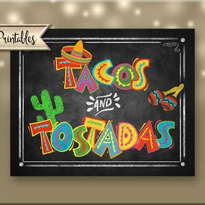 Printable Fiesta Taco & Tostadas Sign, Taco Party, Birthday Fiesta Sign ...