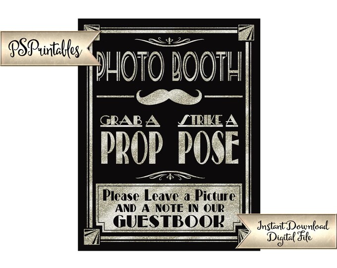 Photo Booth Sign PRINTABLE Photo Booth Sign, 1920s Party Sign, Art Deco ...