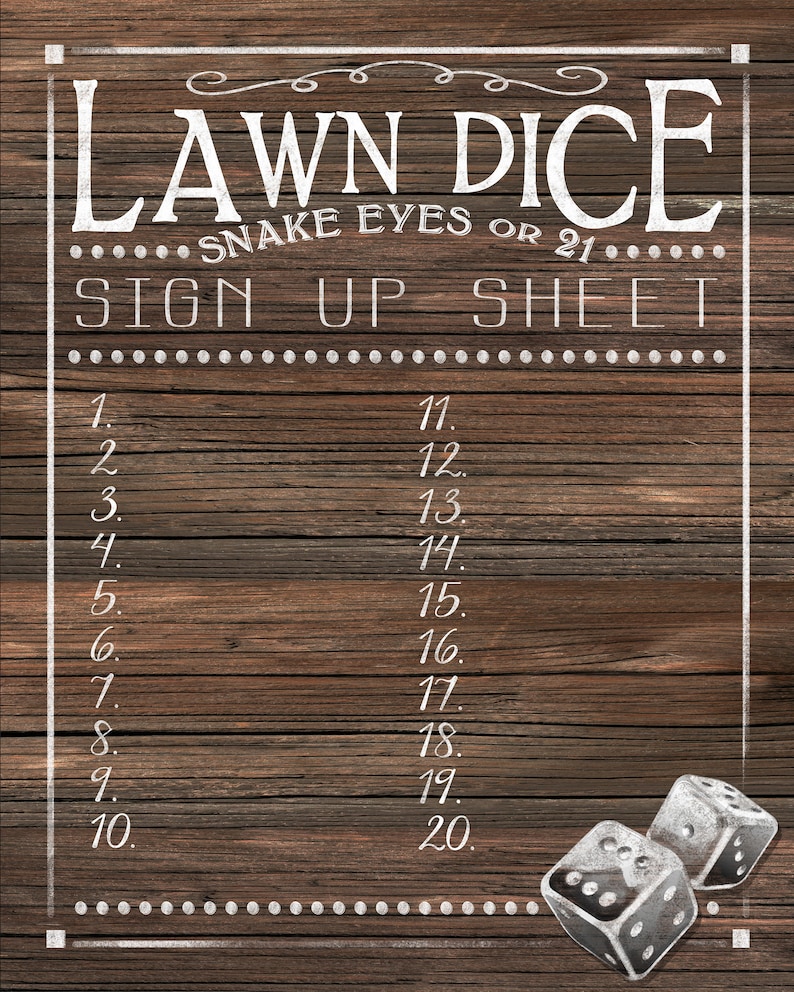 Yard Games Lawn Dice Game Sign Bbq Games Lawn Dice - Etsy