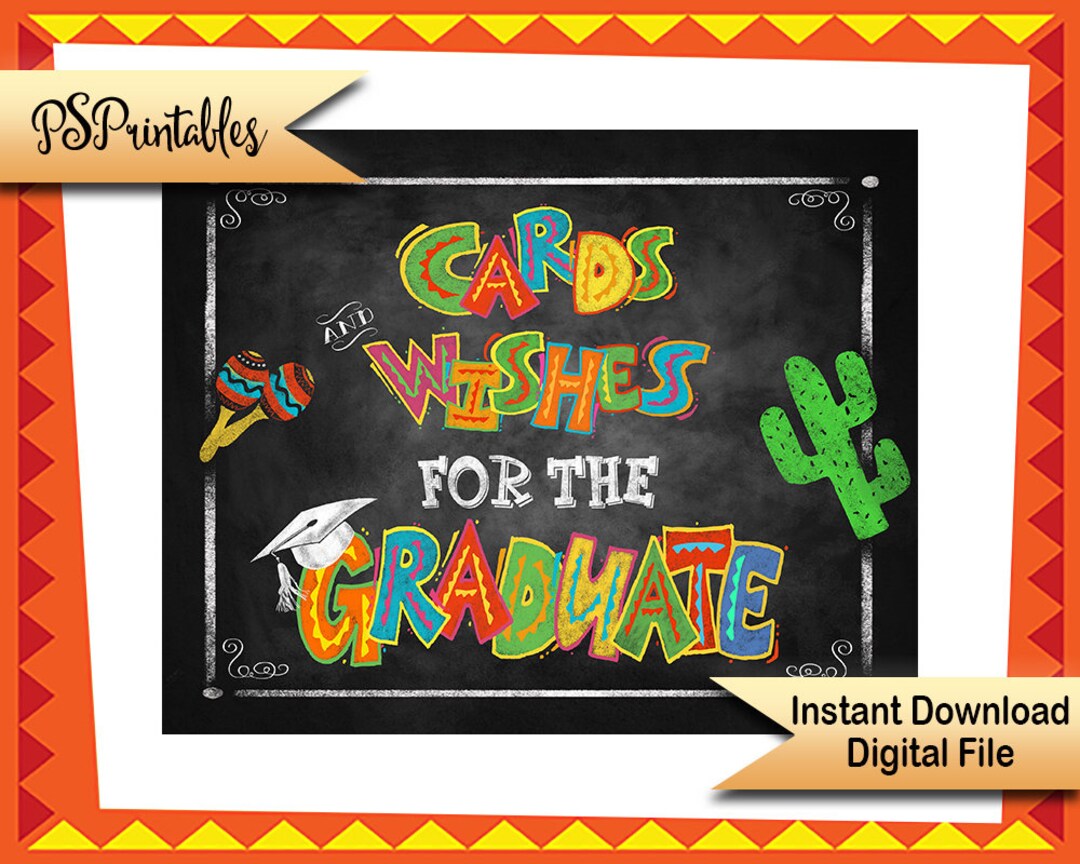 Fiesta Graduation Sign Cards and Wishes Cards for Graduate - Etsy