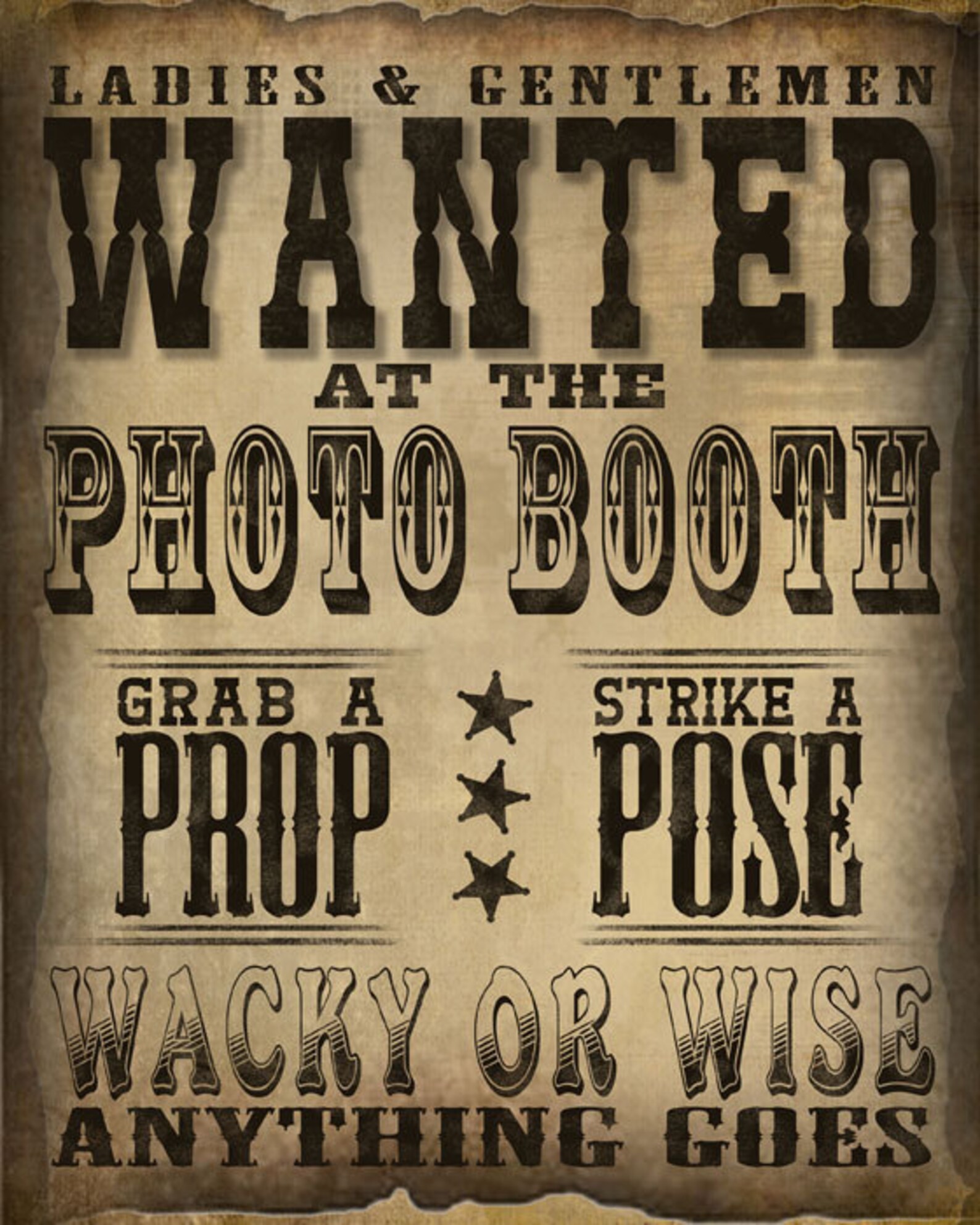 WANTED PHOTO BOOTH Sign Western Theme Vintage Style Sign - Etsy