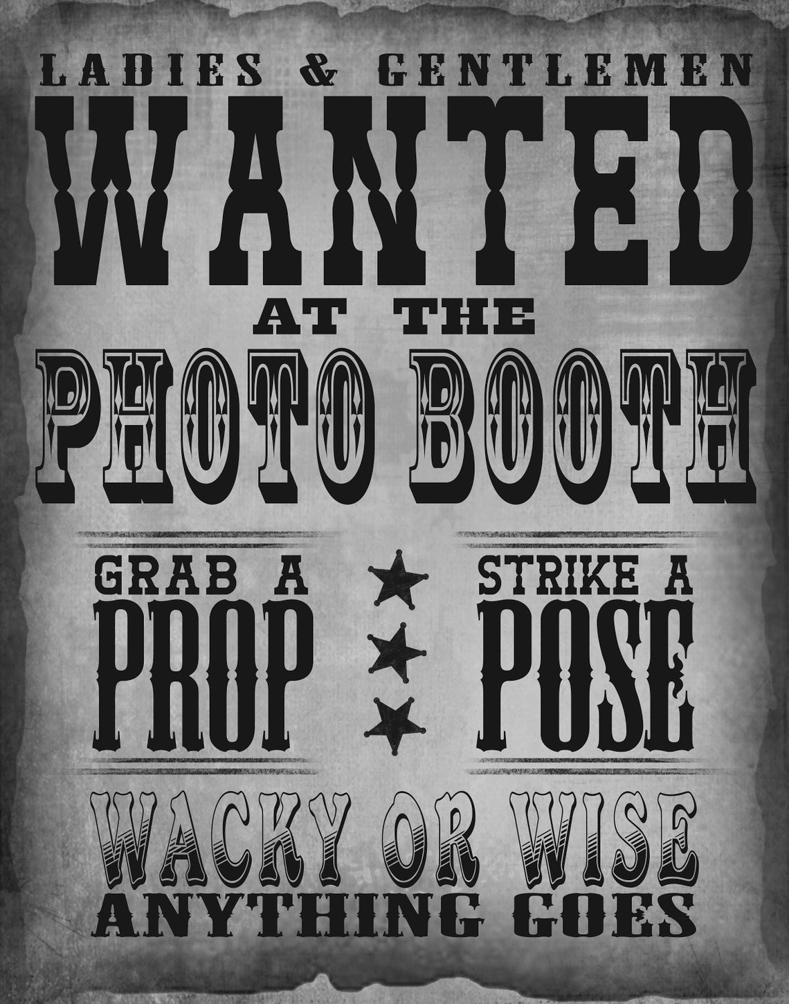 WANTED PHOTO BOOTH Sign Western Theme Sign Printable File - Etsy