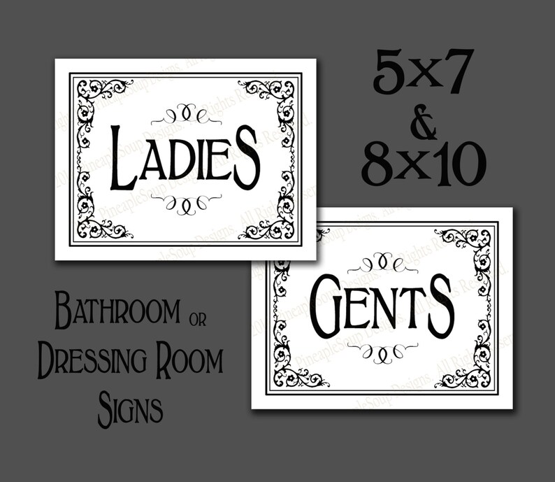 Printable Bathroom Signs Ladies and Gents Dressing Room - Etsy