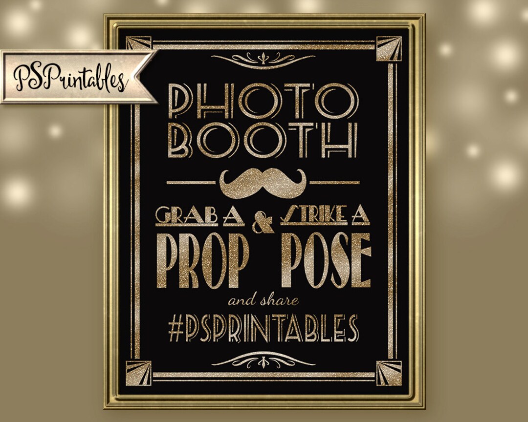 Photo Booth Hashtag Sign | PRINTABLE Hashtag Sign, 1920's Wedding ...
