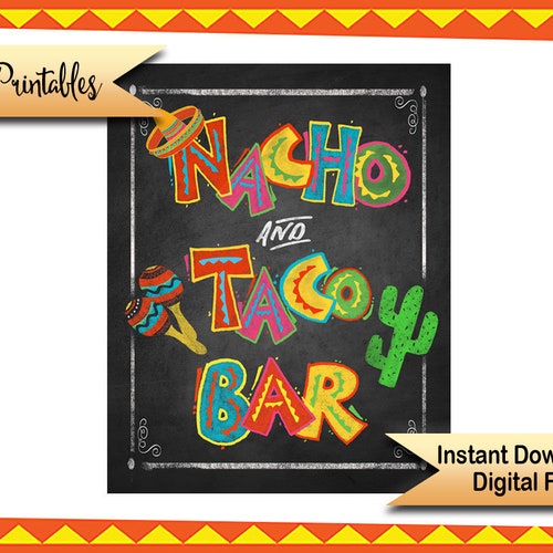 Editable Taco Bar Menu Sign Fiesta Party Menu Mexican Party | Etsy