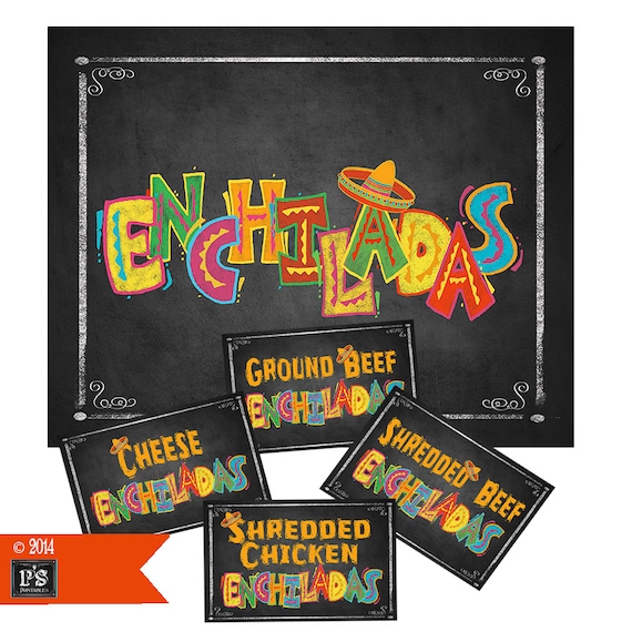 Printable Fiesta Sign Enchiladas for Enchilada Bar in | Etsy
