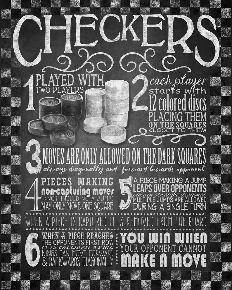Checkers Yard Game Sign PRINTABLE Yard Games Poster | Etsy
