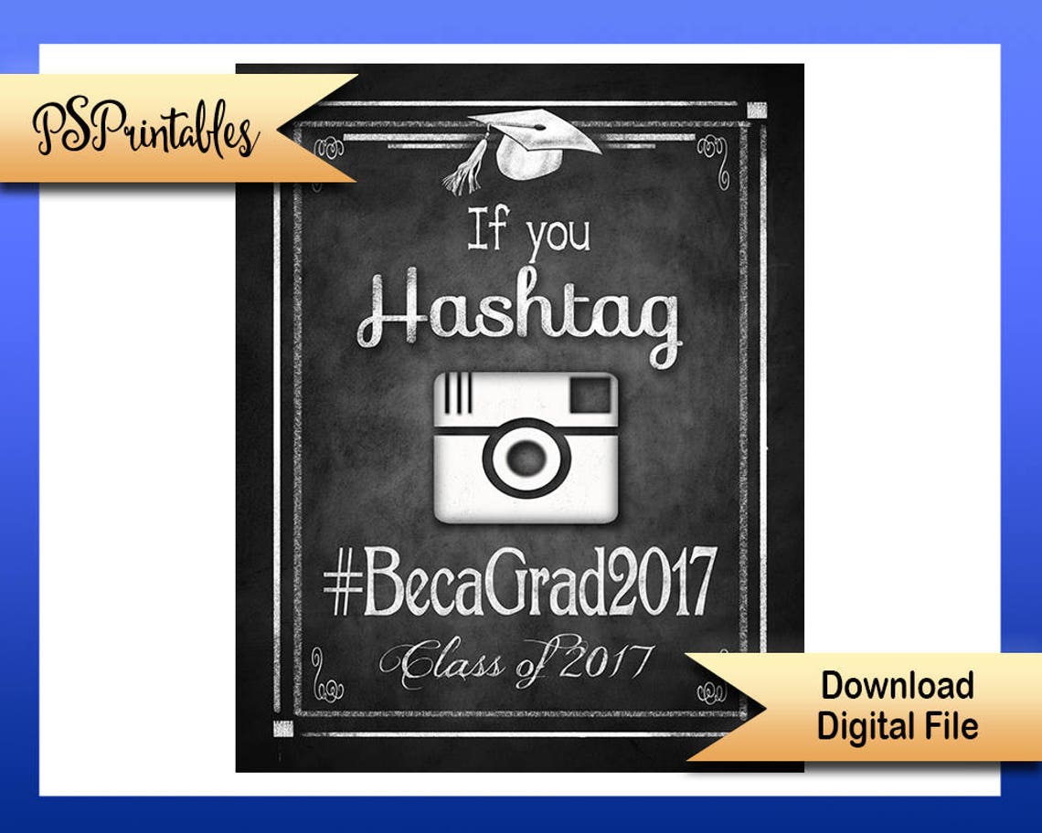 Printable Graduation Hashtag Sign Grad Social Media Sign - Etsy