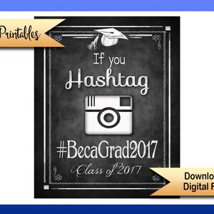 Printable Graduation Hashtag Sign, Grad Social Media Sign, Graduation ...