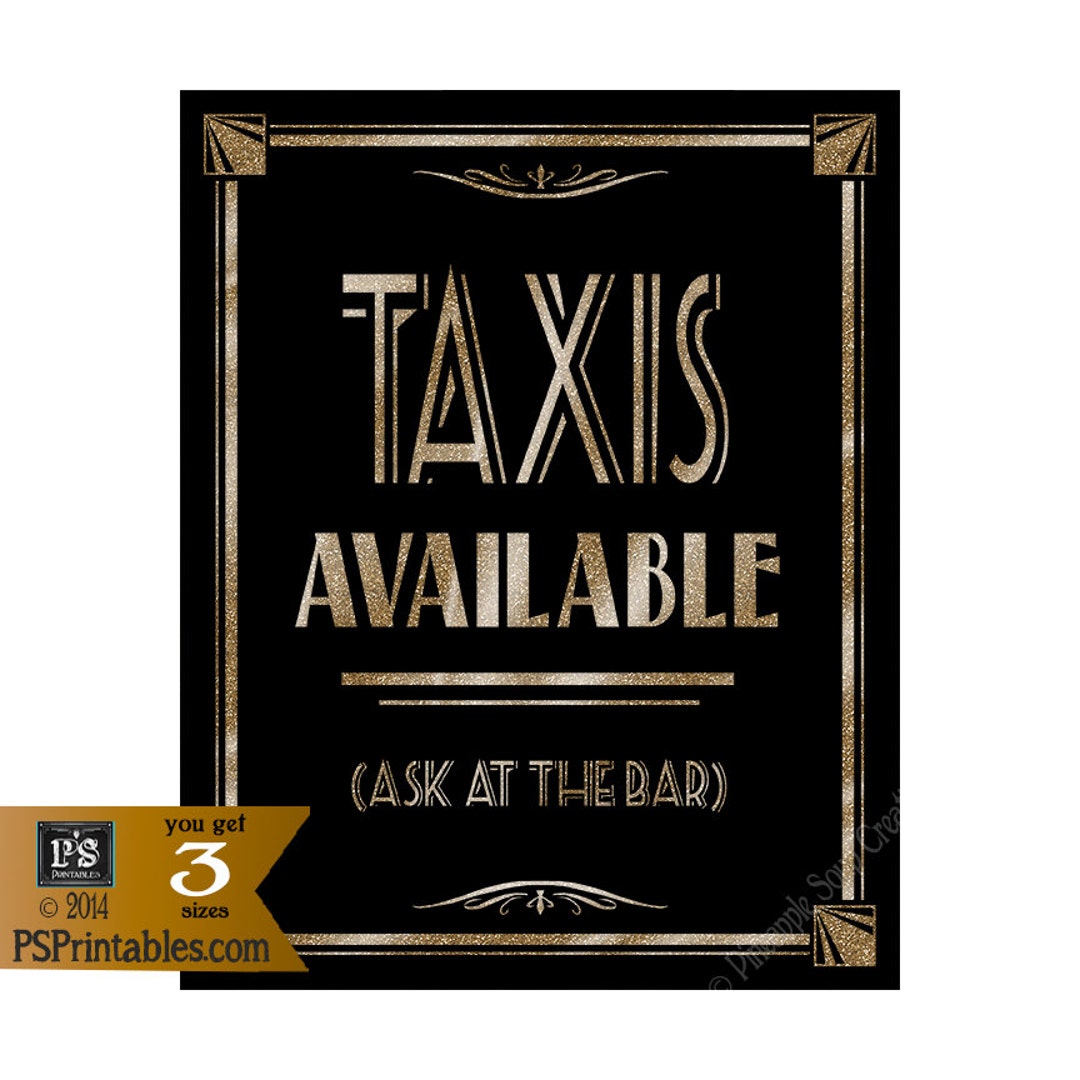 Taxi Sign PRINTABLE Bar Sign Taxis Available ask at the - Etsy
