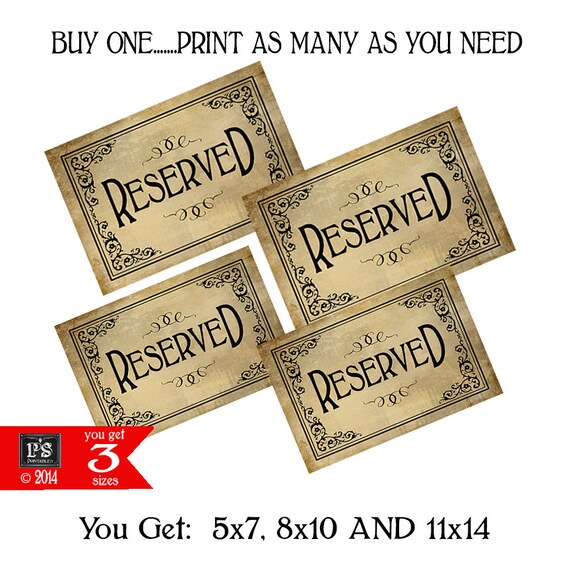 Vintage Reserved Sign