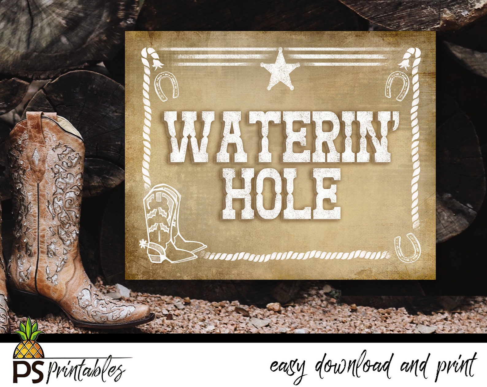 Waterin' Hole PRINTABLE Sign Western Themed Wedding BAR - Etsy