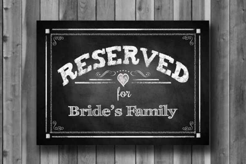 DIY Reserved Sign PRINTABLE Wedding sign Editable Reserved | Etsy