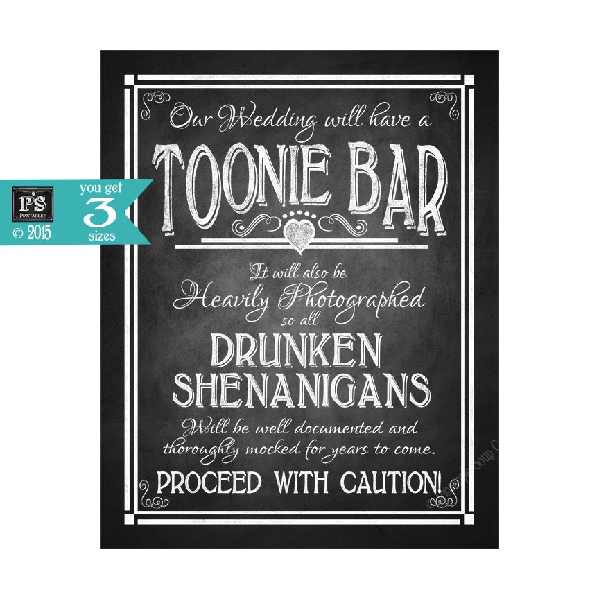 Toonie Bar Printable Wedding Sign DIY Digital Instant Download | Etsy