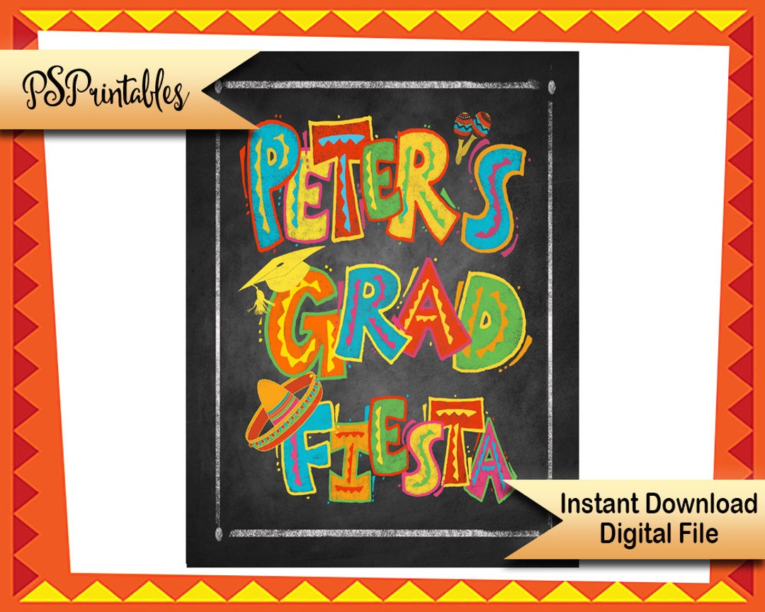 Printable Fiesta Graduation Sign Chalkboard Grad Sign - Etsy