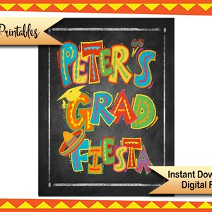 Printable Fiesta Graduation Sign Chalkboard Grad Sign - Etsy