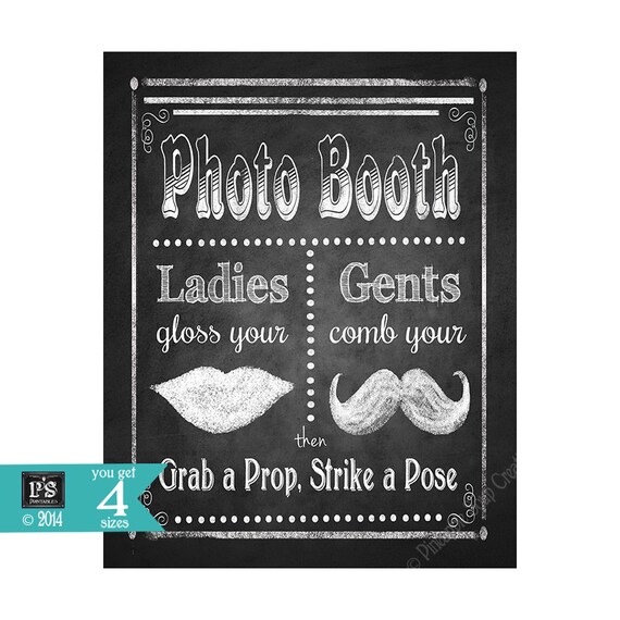 Printable PHOTO BOOTH Sign Chalkboard Style Grab a Prop | Etsy
