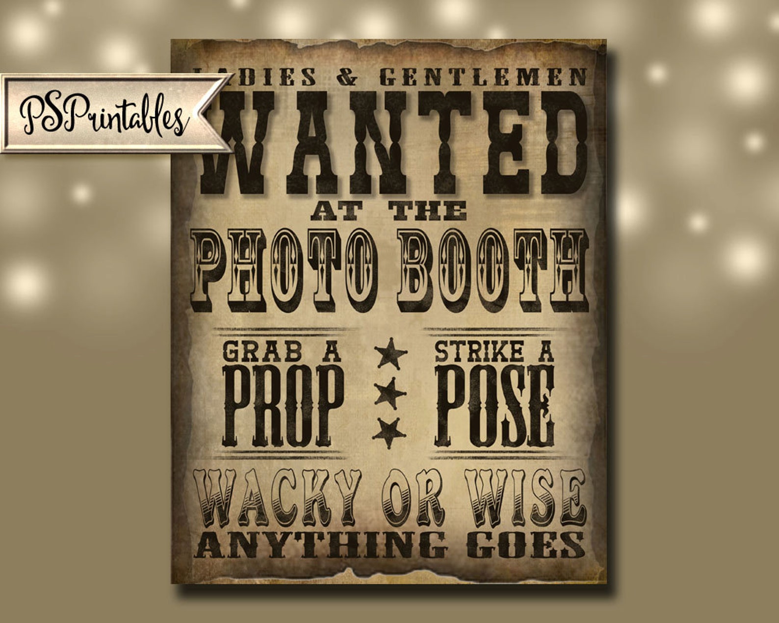 WANTED PHOTO BOOTH Sign Western Theme Vintage Style Sign - Etsy