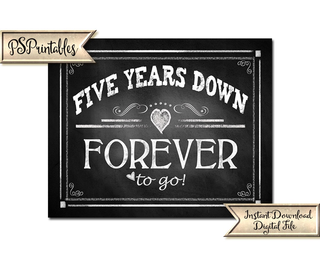 5 Year Anniversary Sign PRINTABLE Anniversary Sign 5th Year - Etsy