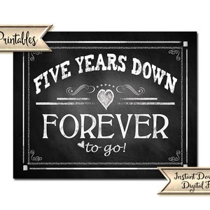 5 Year Anniversary Sign PRINTABLE Anniversary Sign 5th Year - Etsy