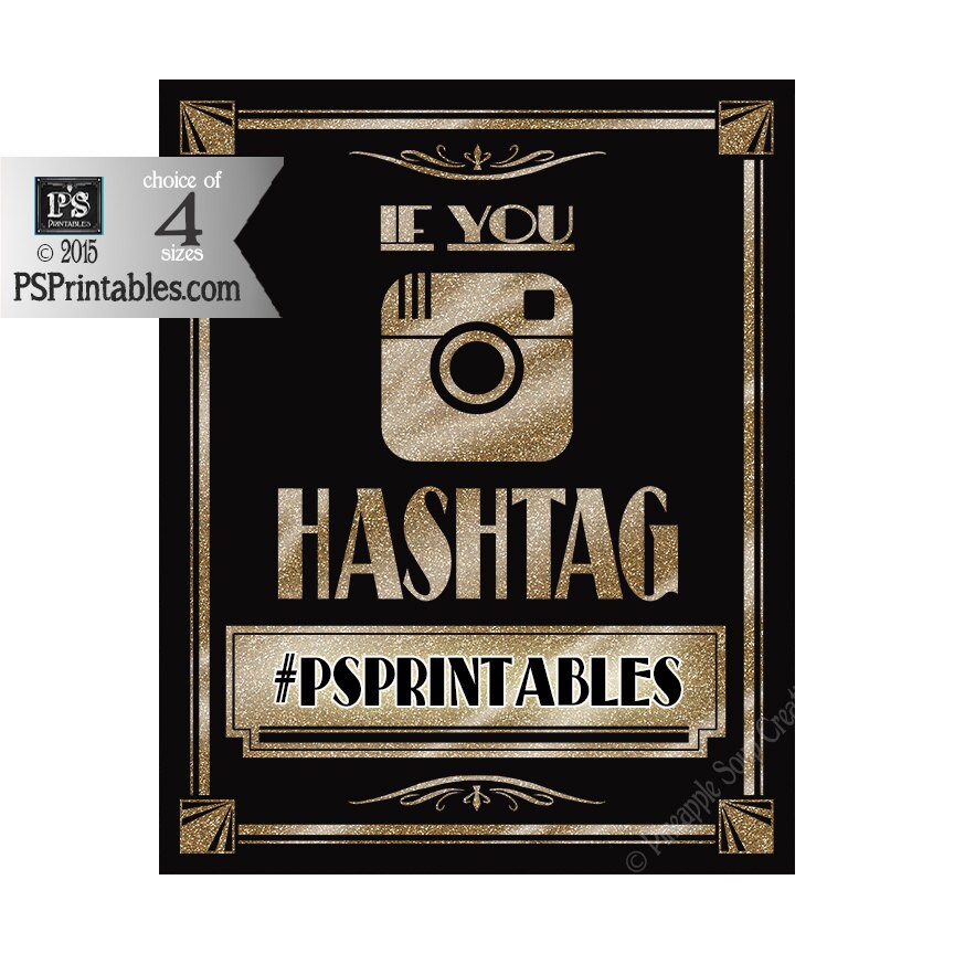 Social Media Hashtag Sign PRINTABLE Sign Wedding Sign - Etsy