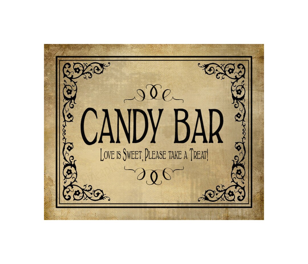 Printable Wedding CANDY BAR Sign 5x7, 8x10 or 11 X 14 Instant Download ...