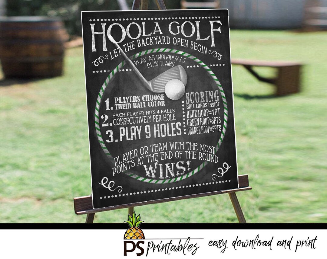 Hoola Golf Game Sign PRINTABLE Backyard BBQ Lawn Game Sign in ...