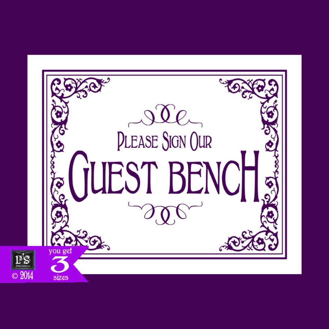 Printable Please Sign Our Guest Bench Wedding Sign 3 Sizes Instant ...
