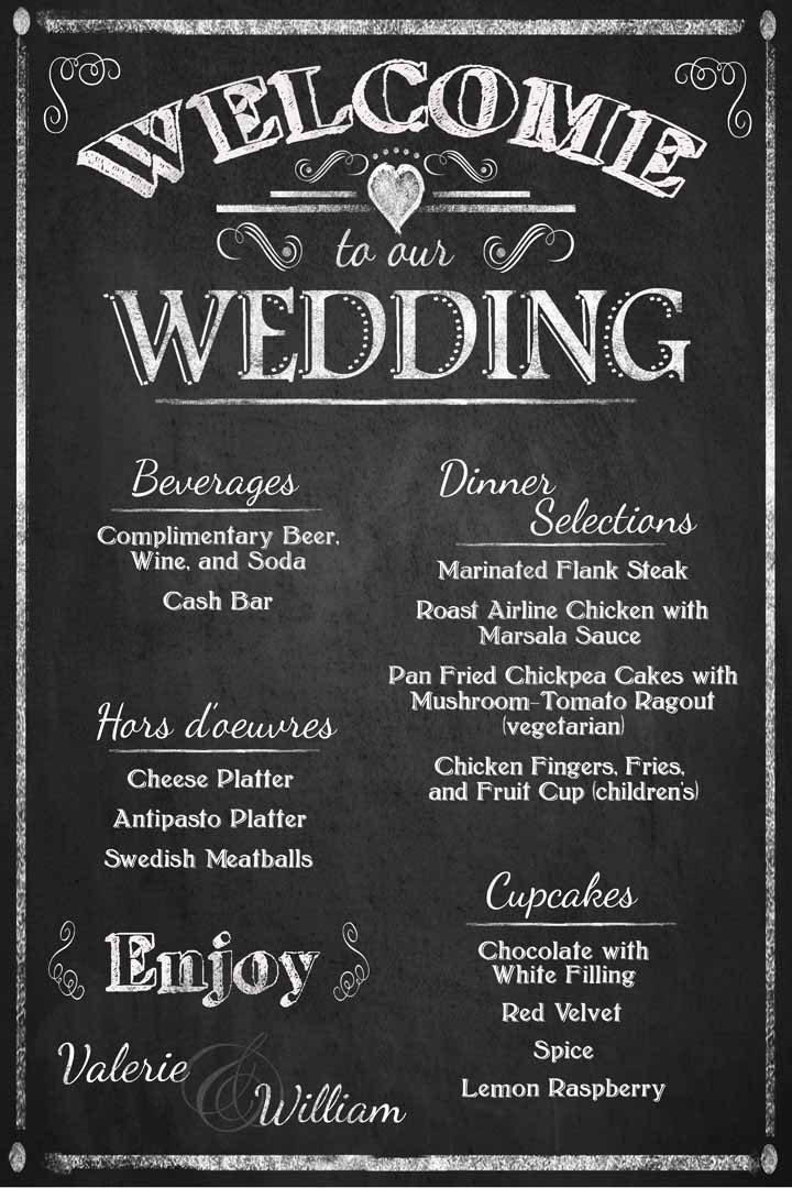 Personalized Welcome to our Wedding Menu Printable File with