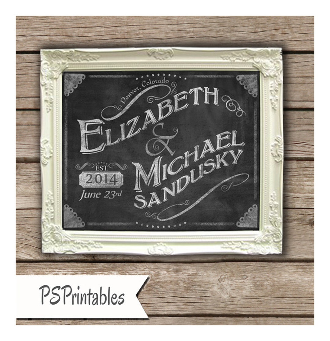 Personalized Wedding Sign PRINTABLE Bride and Groom Chalkboard Wedding ...