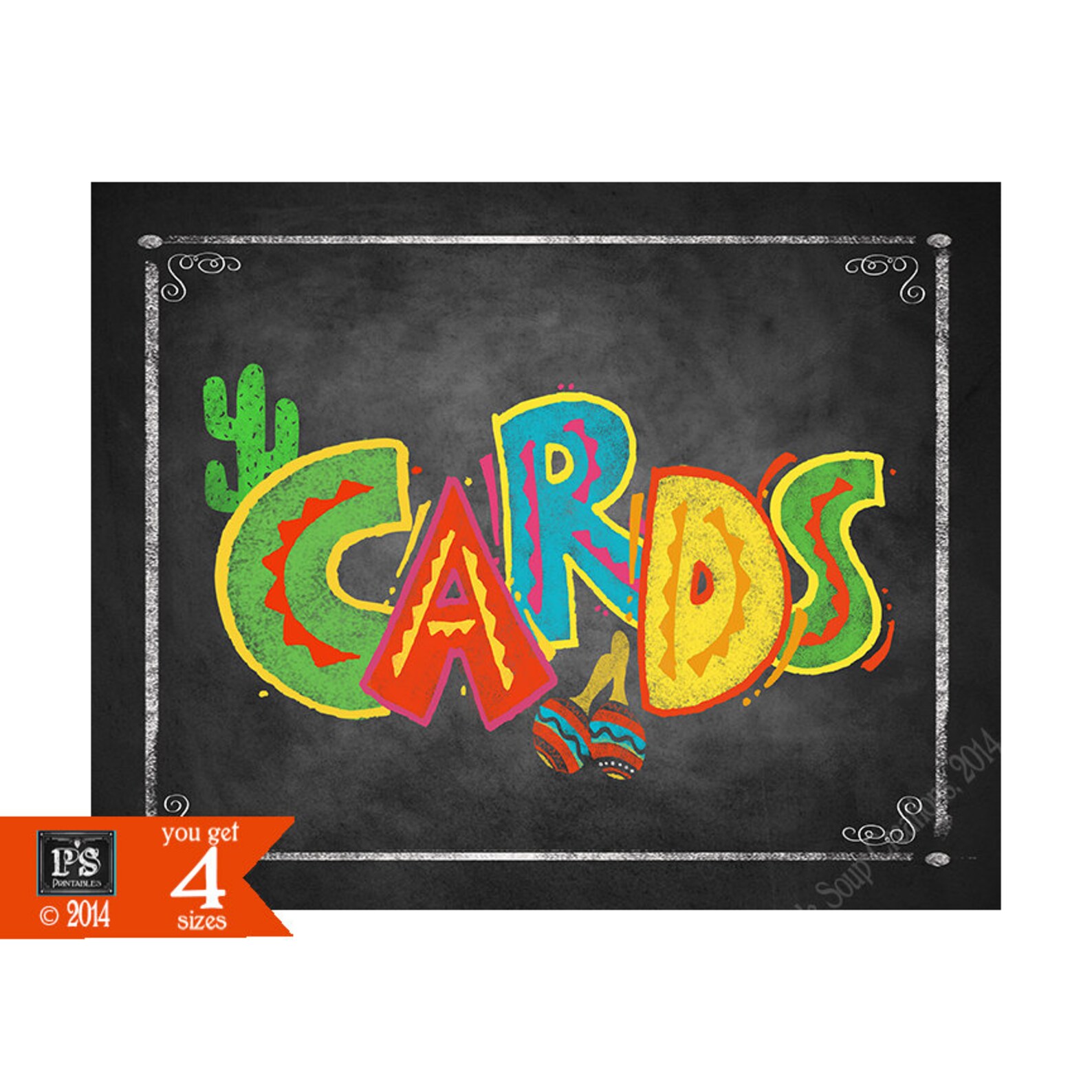 Printable Cards Sign Fiesta Cards Sign Chalkboard Cards - Etsy