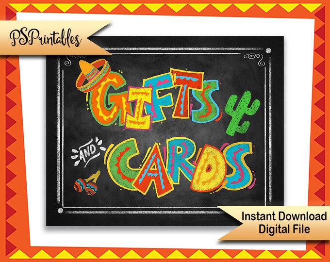 Fiesta Gifts and Cards Sign | PRINTABLE Fiesta Sign, Wedding Sign, DIY ...