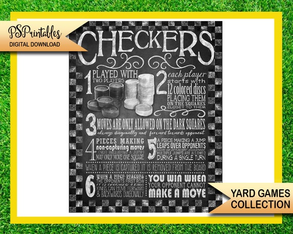 Checkers Yard Game Sign PRINTABLE Yard Games Poster | Etsy