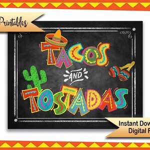Printable Fiesta Taco & Tostadas Sign, Taco Party, Birthday Fiesta Sign ...