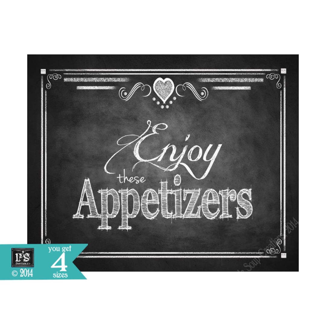 Enjoy These Appetizers Printable Sign for Your Wedding or Party FOUR ...