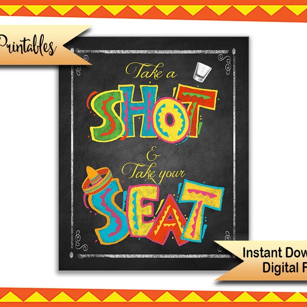 Take a Shot and Take Your Seat Sign - Etsy