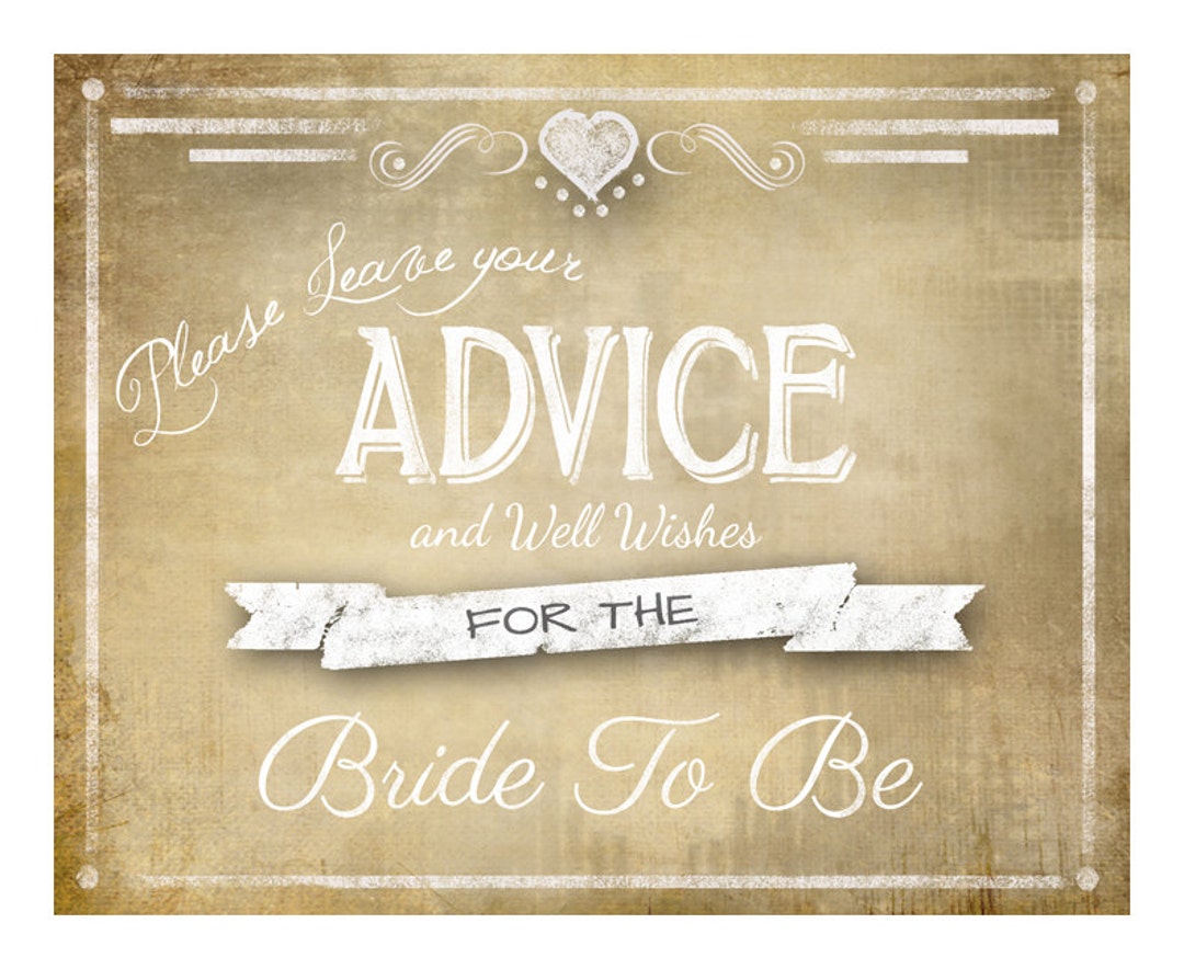 ADVICE for the Bride to Be Sign | PRINTABLE Bridal Shower Decoration - Etsy