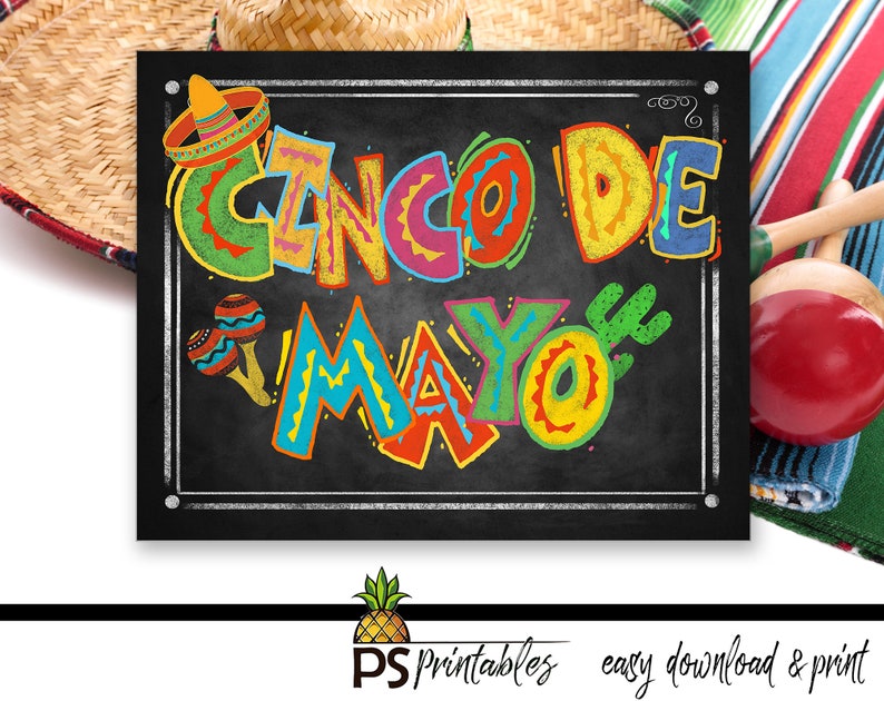 PRINTABLE Cinco De Mayo Party Sign in Fiesta Design DIY | Etsy