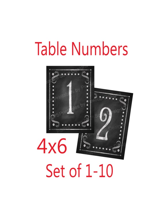 Printable Chalkboard Table Numbers