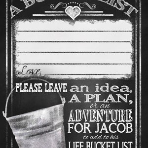 Bucket List Sign and Note Card Set Personalized PRINTABLE - Etsy