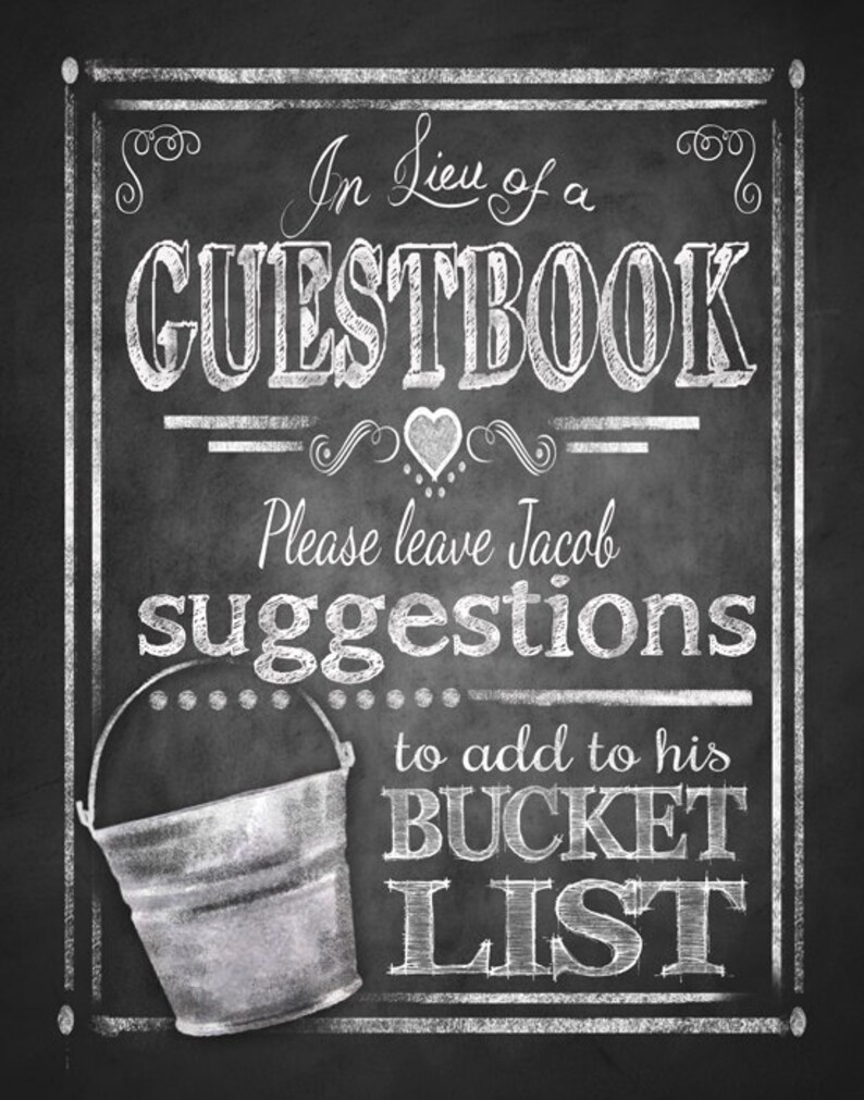 Bucket List Sign and Note Card Set Personalized PRINTABLE - Etsy