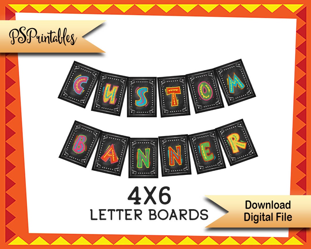 Custom Fiesta Banner 4x6 PRINTABLE Letterboards Mexican - Etsy