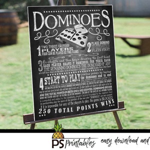 Yard Games Dominoes Yard Game Sign Bbq Yard Games Dominoes Rule Sign ...