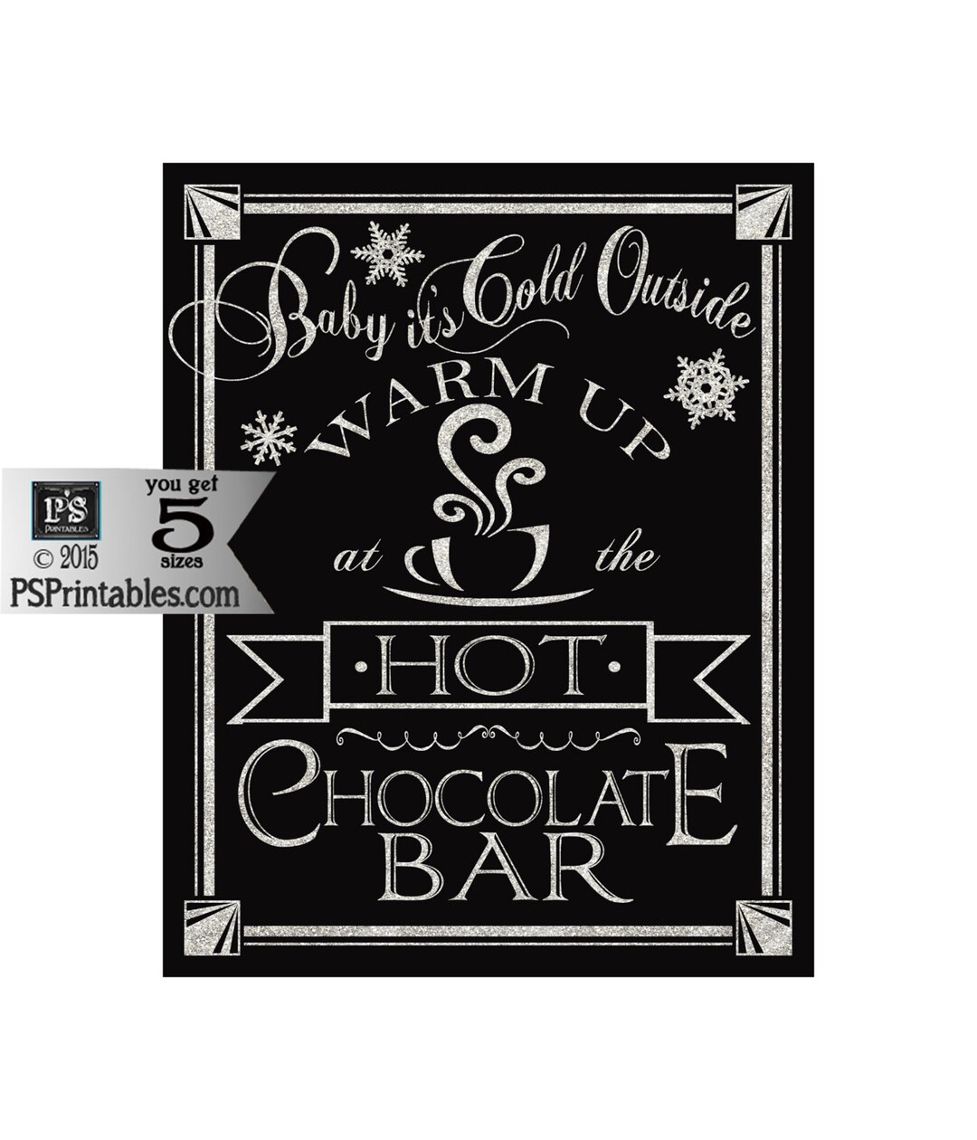 Hot Chocolate Bar-baby Its Cold Outside-black and Silver - Etsy