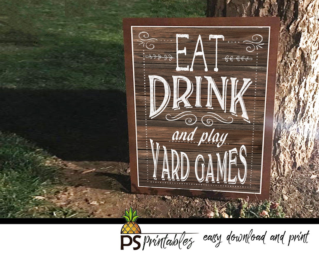 Eat,drink and Play Yard Games PRINTABLE Wedding Yard Games Sign for ...